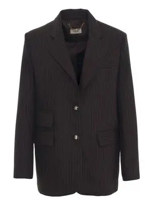 Elisabetta Franchi Striped Single-breasted Jacket - Brown