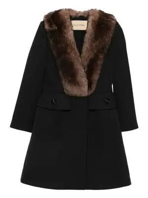 Valentino Garavani Faux-fur Collar Coat - Black