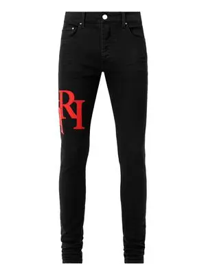 Amiri Monogram Print Skinny Jeans - Black