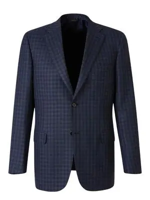 Brioni Checked Wool-blend Blazer - Blue