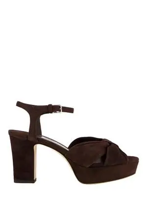 JIMMY CHOO Round-toe High-heeled Sandals - Chocolate-colored