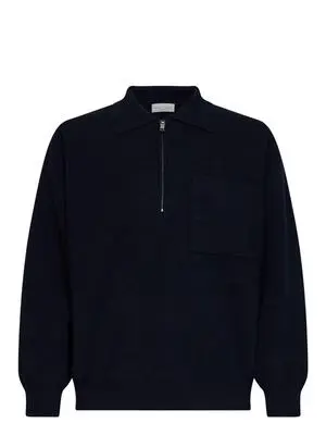 ROBERTO COLLINA Half-zip Polo Collar Sweater - Black