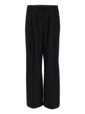 Barena Venezia Drawstring Pleated Wide-leg Trousers - Black