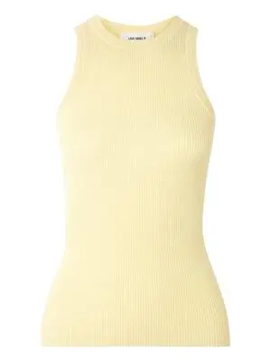LISA YANG Ribbed Crew Neck Vest - Light Yellow