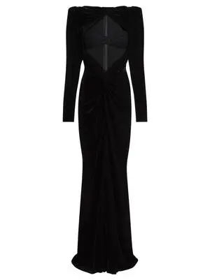 BALMAIN Long Velvet And Lace Dress