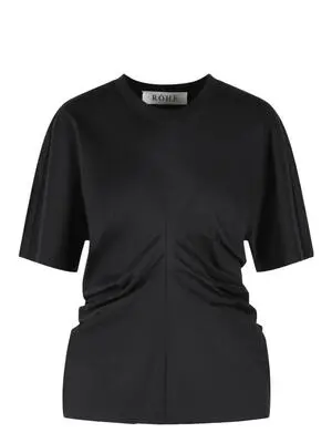 RÓHE Draped Cotton-blend T-shirt - Black