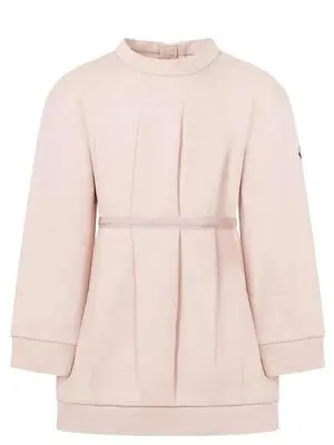 Moncler Pleated Logo-patch Dress - Pink
