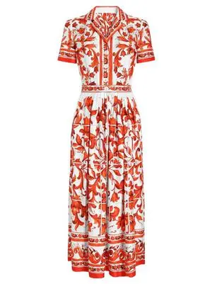 Dolce & Gabbana Majolica-print Twill Dress - Red