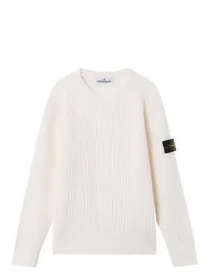 Stone Island Regular-fit Crewneck Jumper With Fine-ribbed Trims - White