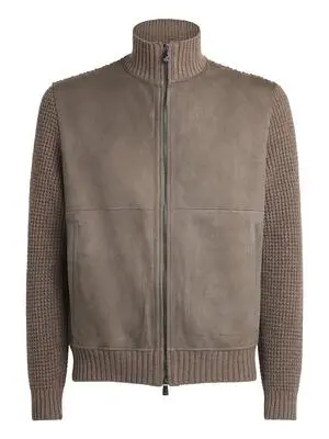 Corneliani Wool-suede Hybrid Jacket - Brown