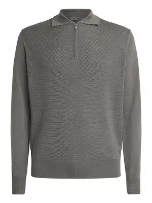 Corneliani Virgin Wool Quarter-zip Polo Sweater - Green