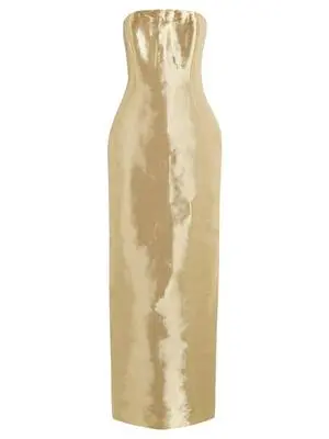 Cult Gaia Satin Strapless Ficklin Gown - Gold