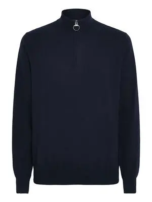 Barbour Wool-cashmere Ronson Quarter-zip Sweater Navy