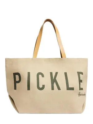 Harrods Jute Pickle Tote Bag - Neutral