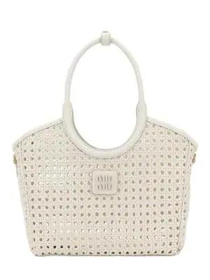 Miu Miu Woven Mesh Tote Bag - White