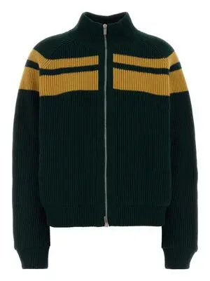 Miu Miu Striped Wool Cardigan Navy