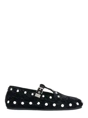 GANNI Mary Jenny Moccasins In Black Velvet Black