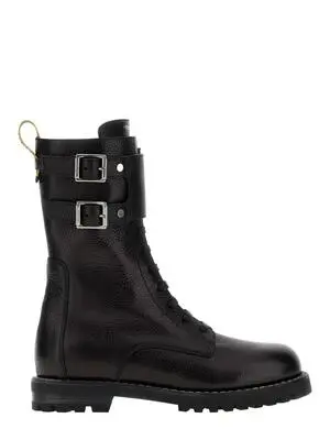 Fendi Leather Commando Boots - Black