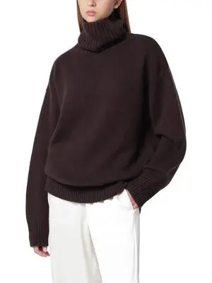 EXTREME CASHMERE Brown Cashmere Turtleneck Sweater