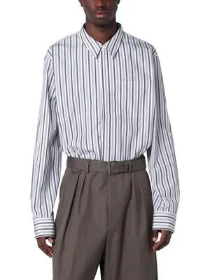 Dries Van Noten Striped Cotton Shirt With Zip - White