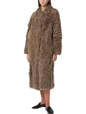 ARMA Olive Beige Cristina Shearling Coat Green
