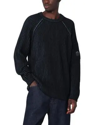 C.P. COMPANY Blue Ribbed Cotton Sweater Blue