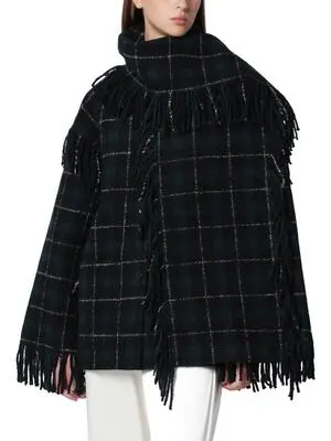 TOTEME Black/green Check Jacket With Scarf Multicolor