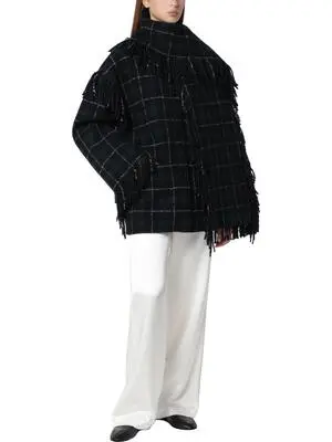 TOTEME Black/green Check Jacket With Scarf Multicolor
