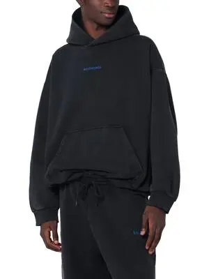 Balenciaga Faded-effect Oversized Hooded Sweatshirt - Black