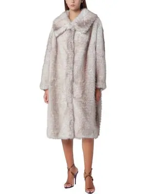 SWORD 6644 Pearl Beige Faux Fur Coat Grey