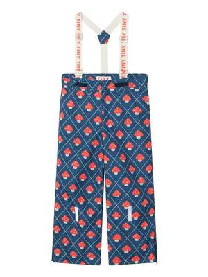 TINYCOTTONS Blue/red Ski Trousers With Mushroom Print - Multicolor