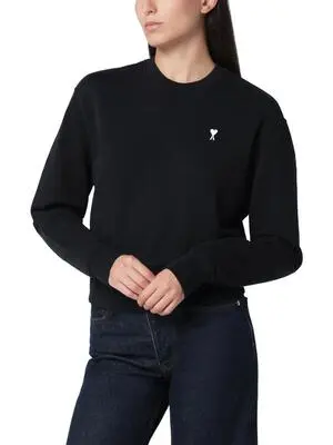 AMI Paris De Coeur Crew-neck Sweatshirt - Black