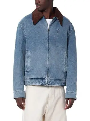 AMI Paris Blue Faded-effect Ami De Coeur Denim Jacket Blue