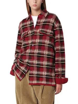 Guest In Residence Carminio Red Plaid Work Checkered Shirt In Cashmere Multicolor