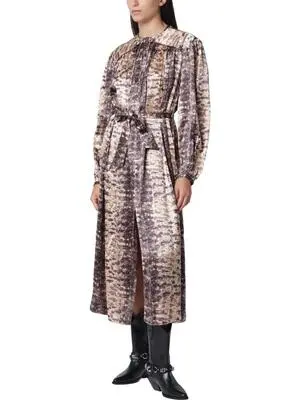 Isabel Marant Étoile Silk Midi Dress With Belt - Beige