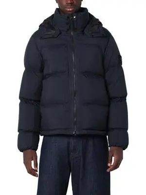 Stone Island Navy Zip-up Down Jacket In Ripstop Nylon - Blue
