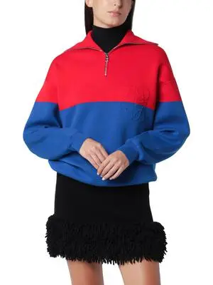 Loewe Two-tone And Blue Cotton Sweatshirt - Red