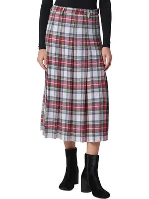 MAISON MARGIELA Long Pleated Wool-blend Skirt With Check Pattern - Multicolor