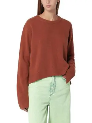 SANDERLAK Rust Crew-neck Wool Sweater - Brown
