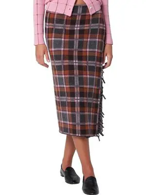 Guest In Residence Check-patterned Wrap Midi Skirt Multicolor