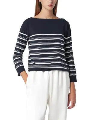 Max Mara Blue And White Striped Sweater Blue