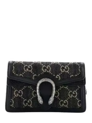Gucci Dionysus Bag Gg Denim Super Mini Crossbody Bag - Black