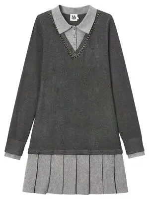 B+AB Chain-embellished Pleated Mini Dress