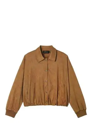 TOUT A COUP Faux-suede Button-up Jacket Brown