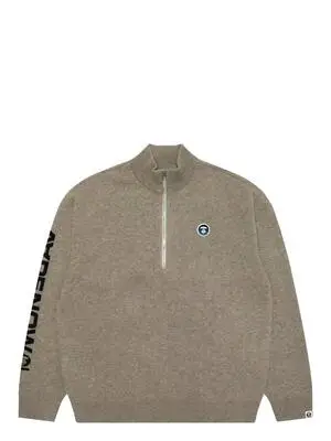 AAPE BY *A BATHING APE Aapenow Logo-print Half-zip Sweater - Grey