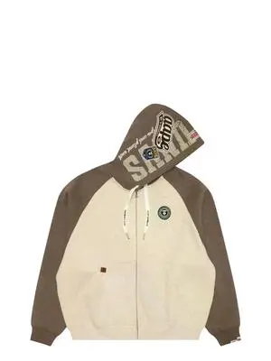 AAPE BY *A BATHING APE Logo-patch Raglan-sleeve Hoodie - Neutrals