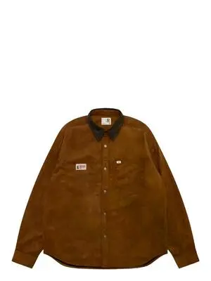 AAPE BY *A BATHING APE College Contrast-collar Logo-patch Shirt - Brown