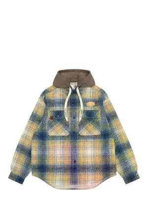AAPE BY *A BATHING APE Check-pattern Hooded Shirt - Blue