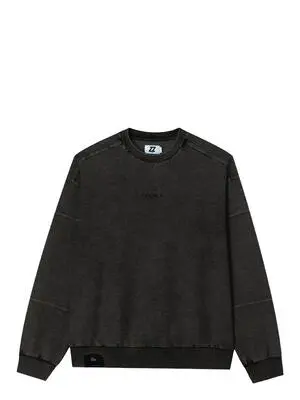 Izzue Logo-embroidered Acid-wash Sweater - Grey