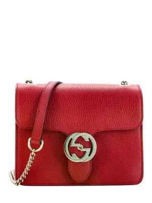 Gucci Interlocking Leather Small Shoulder Bag - Red